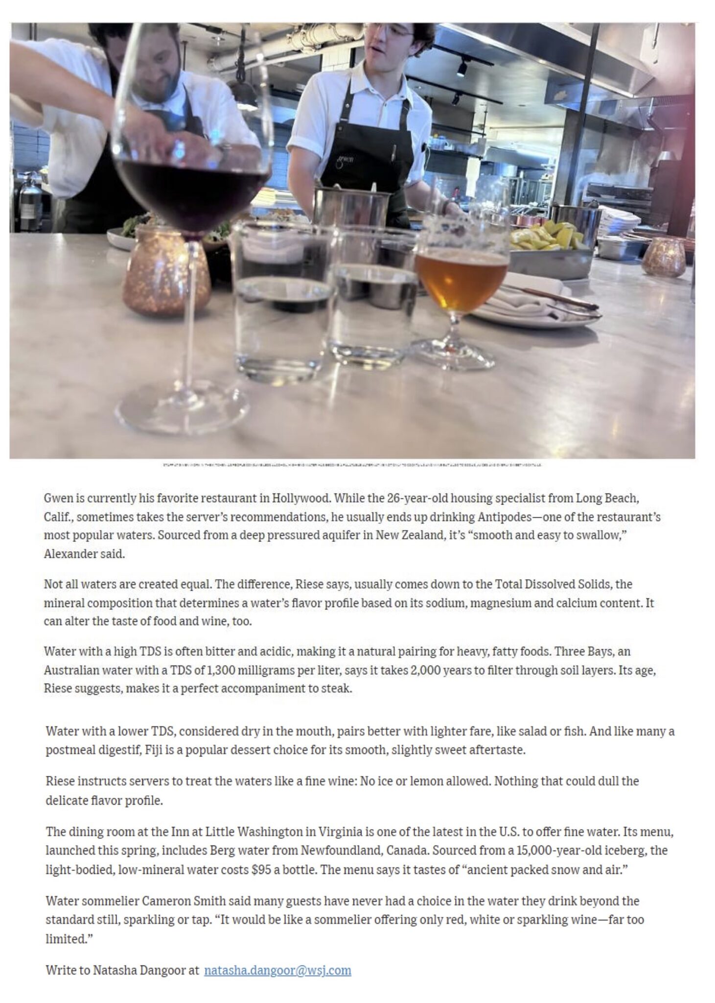 Restaurants are pitching water as a fine dining experience. | Three Bays